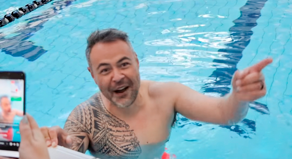 Radio star Nickson Clark learns to swim